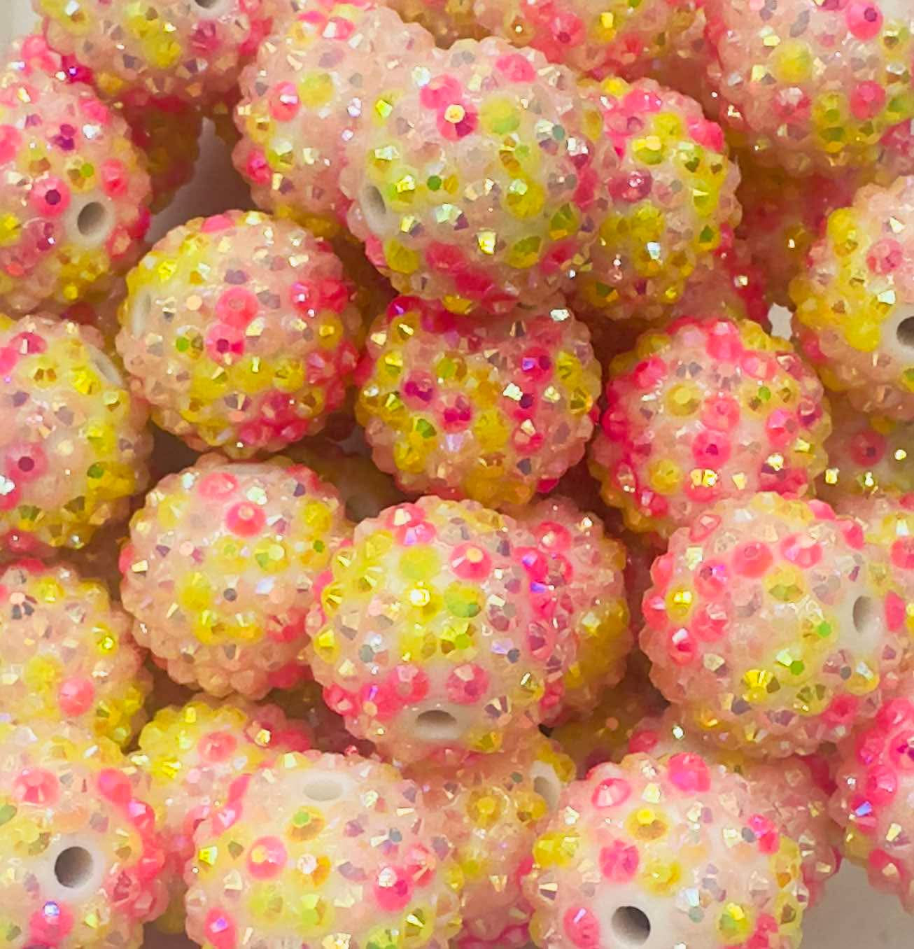 Strawberry Lemon Iridescent Rhinestone Confetti 20mm Acrylic Bead – CTS ...